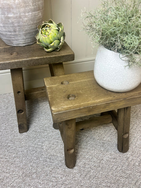 Chunky wooden rustic stool bench 2 sizes – Abode