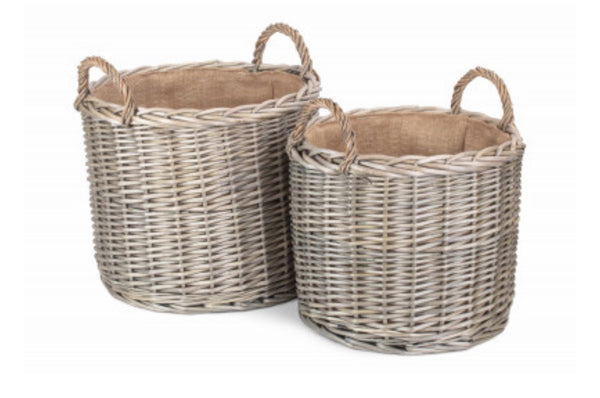 Washed finish Straight sided handled lined basket 2 sizes – Abode